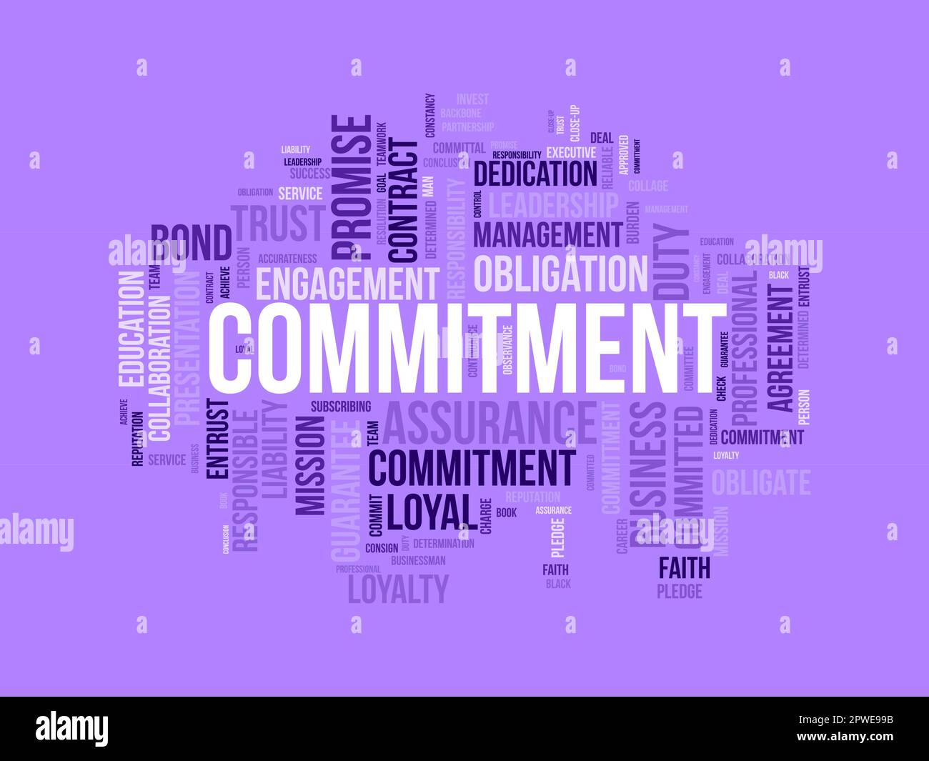 Word cloud background concept for Commitment. Responsibility engagement ...
