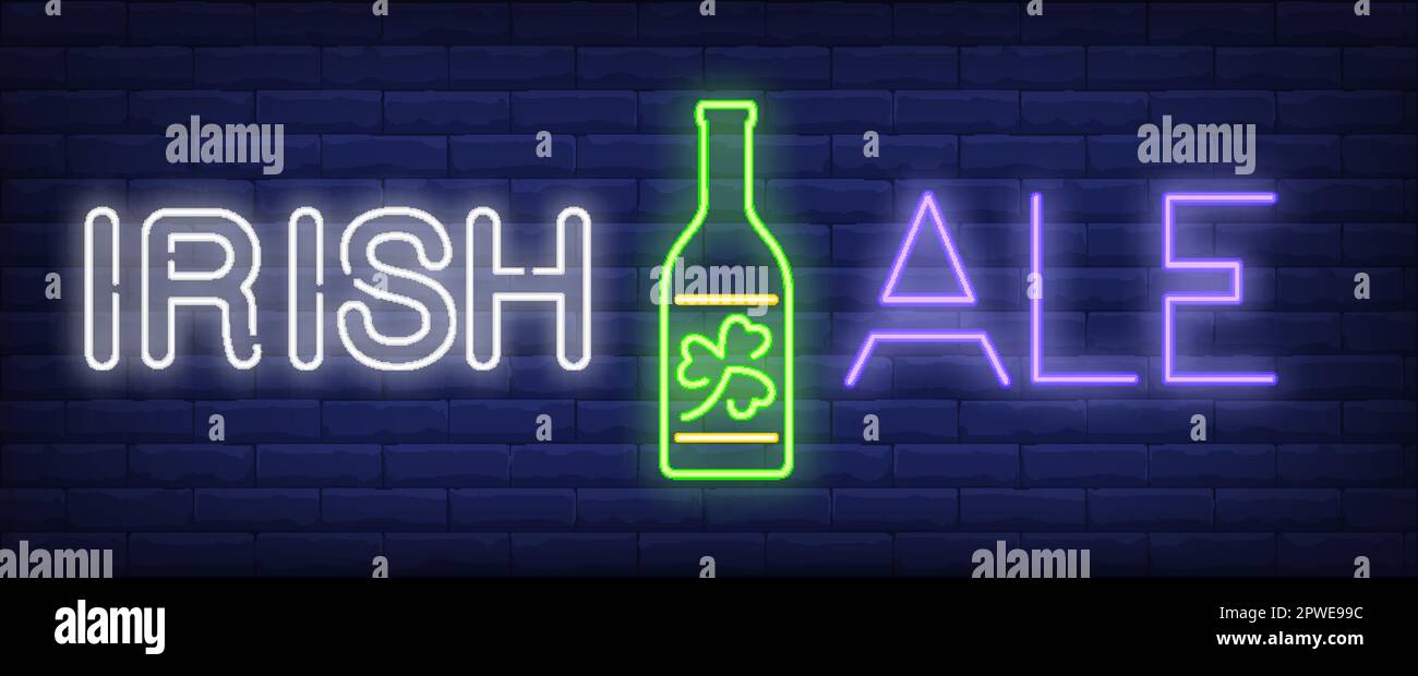 Irish ale neon sign. Bottle with symbol Stock Vector Image & Art - Alamy