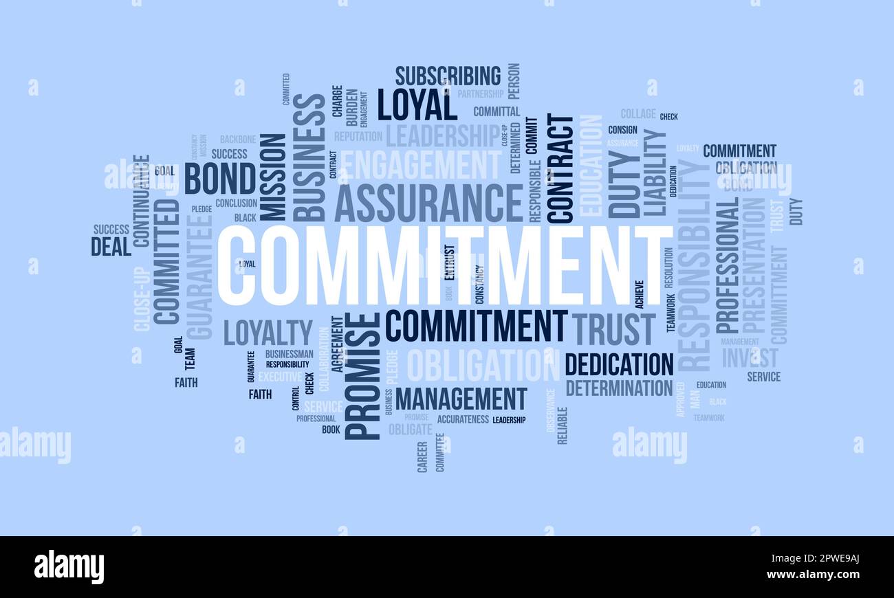 Word cloud background concept for Commitment. Responsibility engagement ...