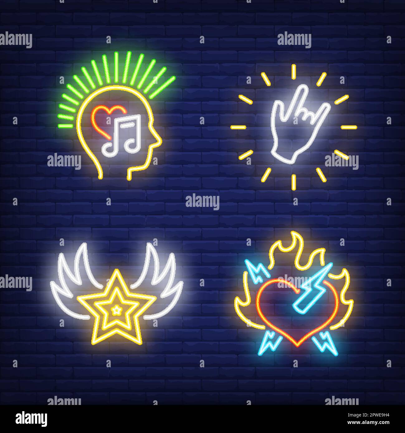 Rock music neon signs set Stock Vector Image & Art - Alamy