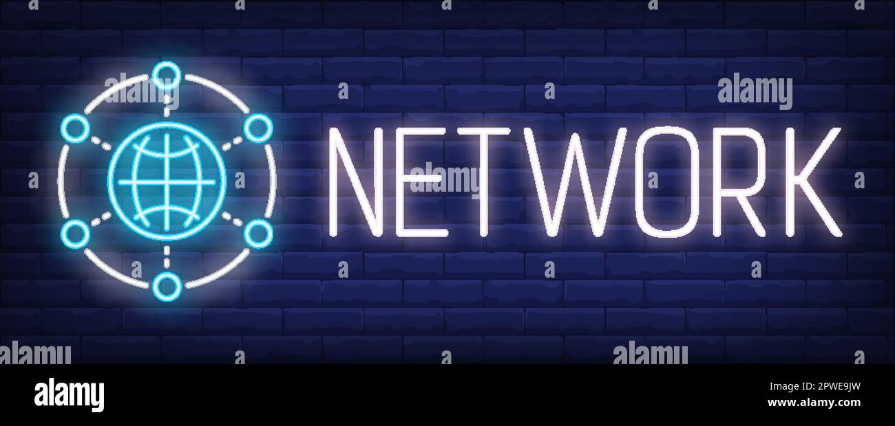 Network neon text with global Internet sign Stock Vector Image & Art ...