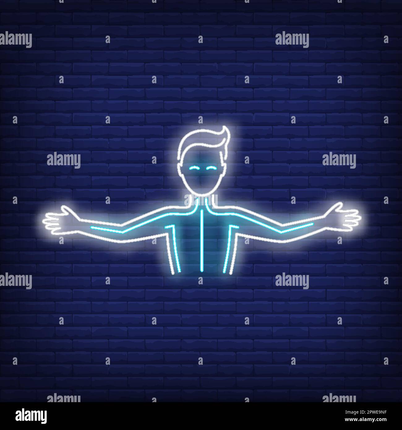 Guy with open arms neon sign Stock Vector Image & Art - Alamy