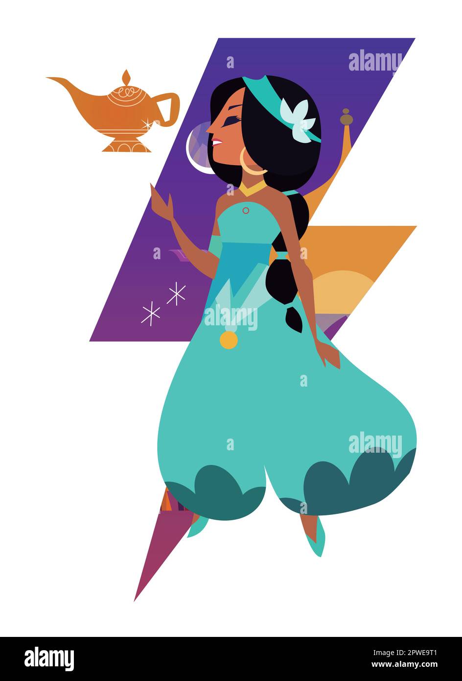 T-shirt design for a young Arab princess with a lamp and the symbol of ...