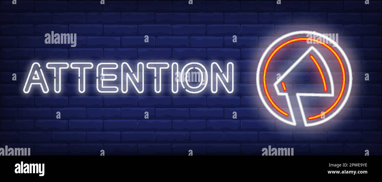 Attention neon text with loudspeaker sign Stock Vector Image & Art - Alamy