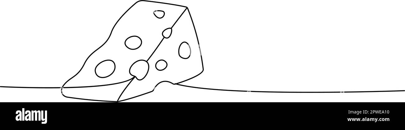 Pieces of cheese one line continuous drawing. Cheese products ...