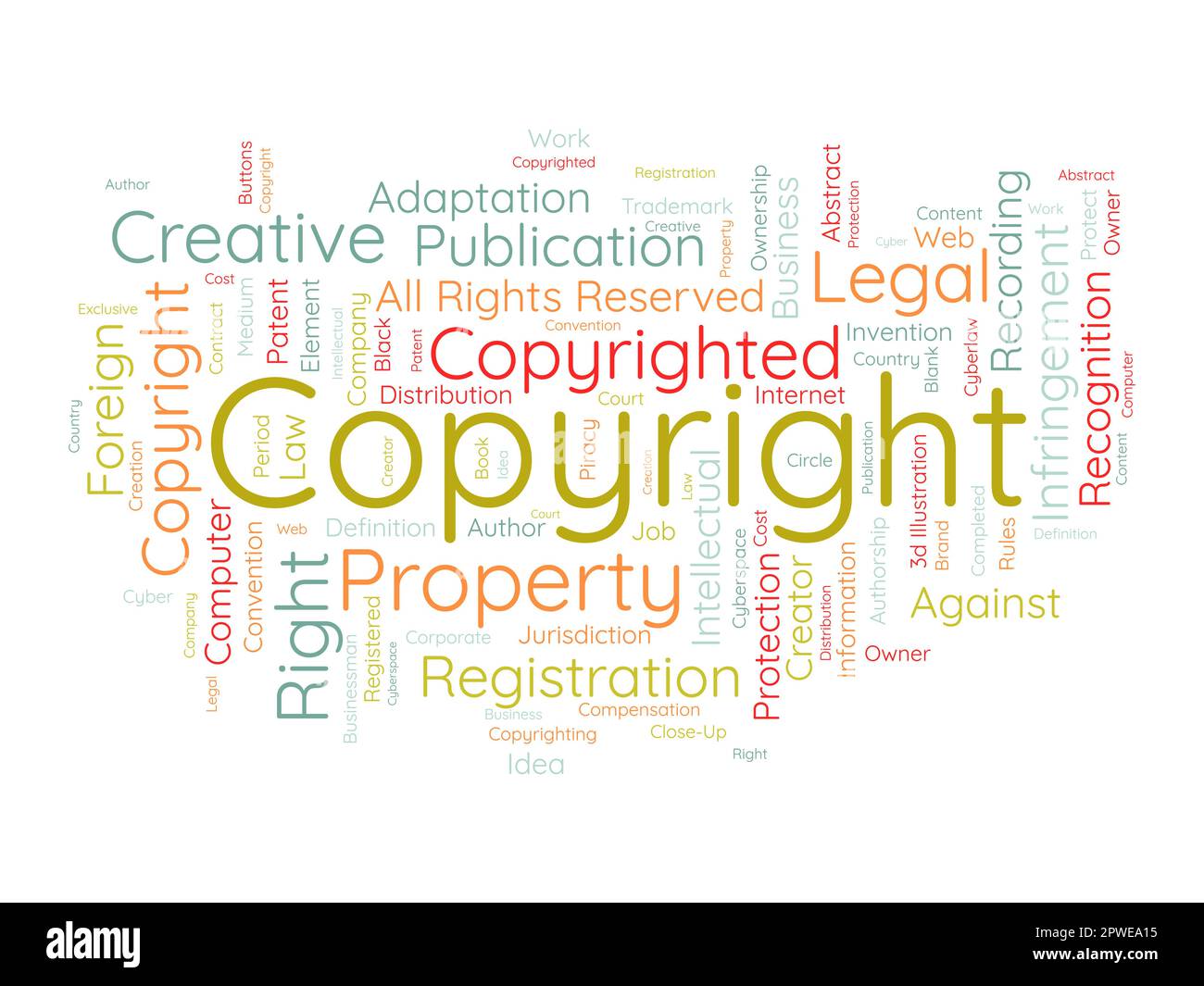 Word cloud background concept for Copyright. Intellectual property ...