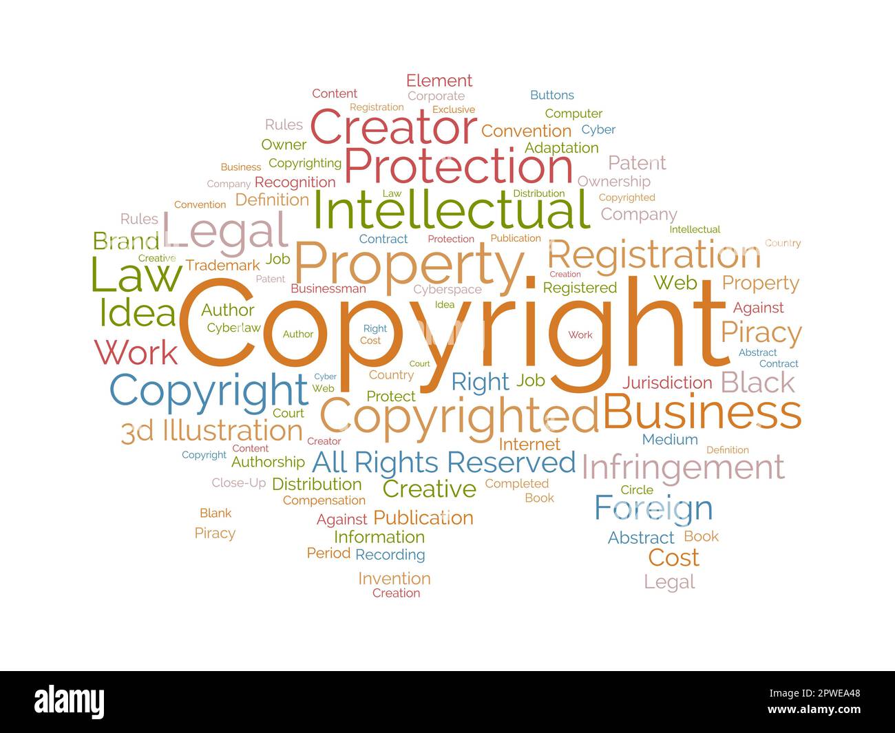 Word cloud background concept for Copyright. Intellectual property ...