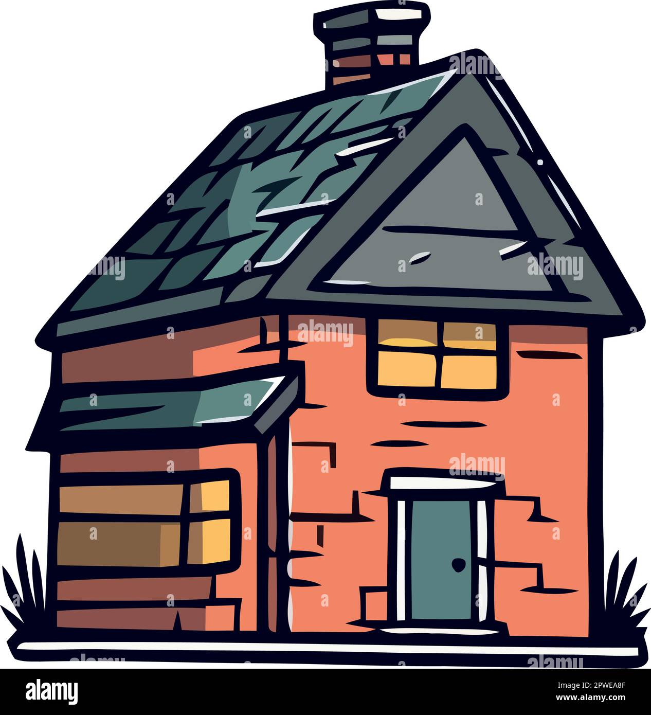 Modern vector cottage with nature backdrop Stock Vector Image & Art - Alamy