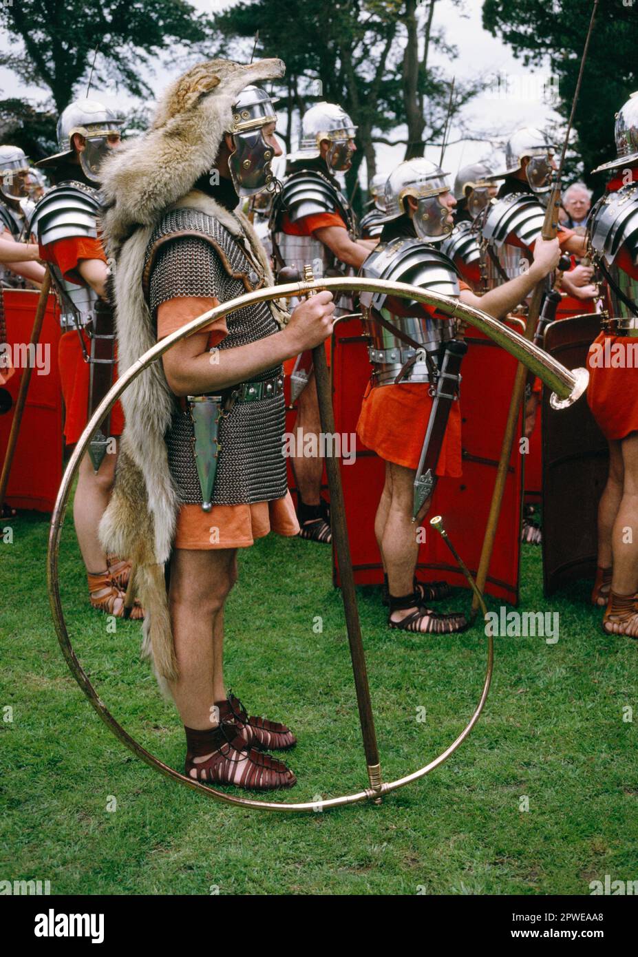 Cornicen holding his Cornu (signaling instrument), Ermine Street Guard ...