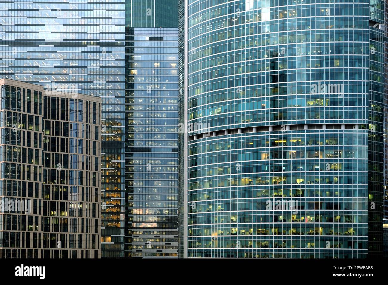 Dense standing buildings of Moscow City International Business Centre ...