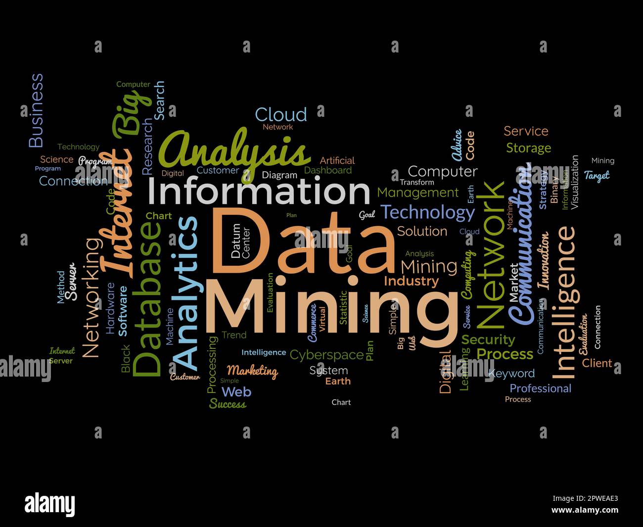 Word cloud background concept for Data mining. Internet technology ...