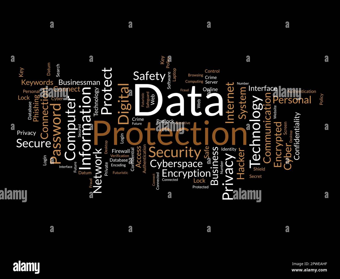 Word cloud background concept for Data protection. Digital security ...