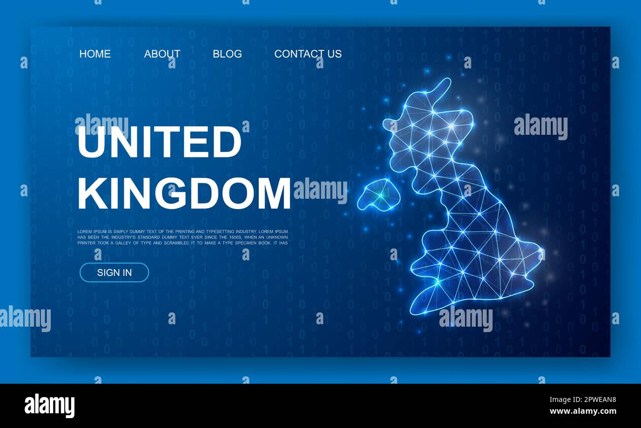 United Kingdom 3d polygonal website template. Great Britain design ...