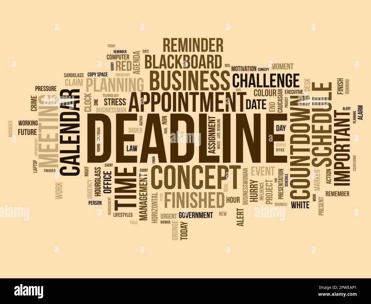 Word cloud background concept for Deadline. work time schedule calendar ...