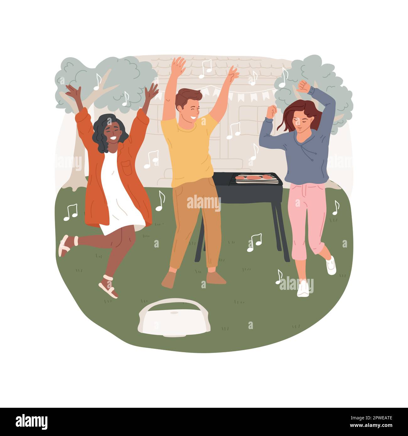 Backyard BBQ party isolated cartoon vector illustration. Teenage ...