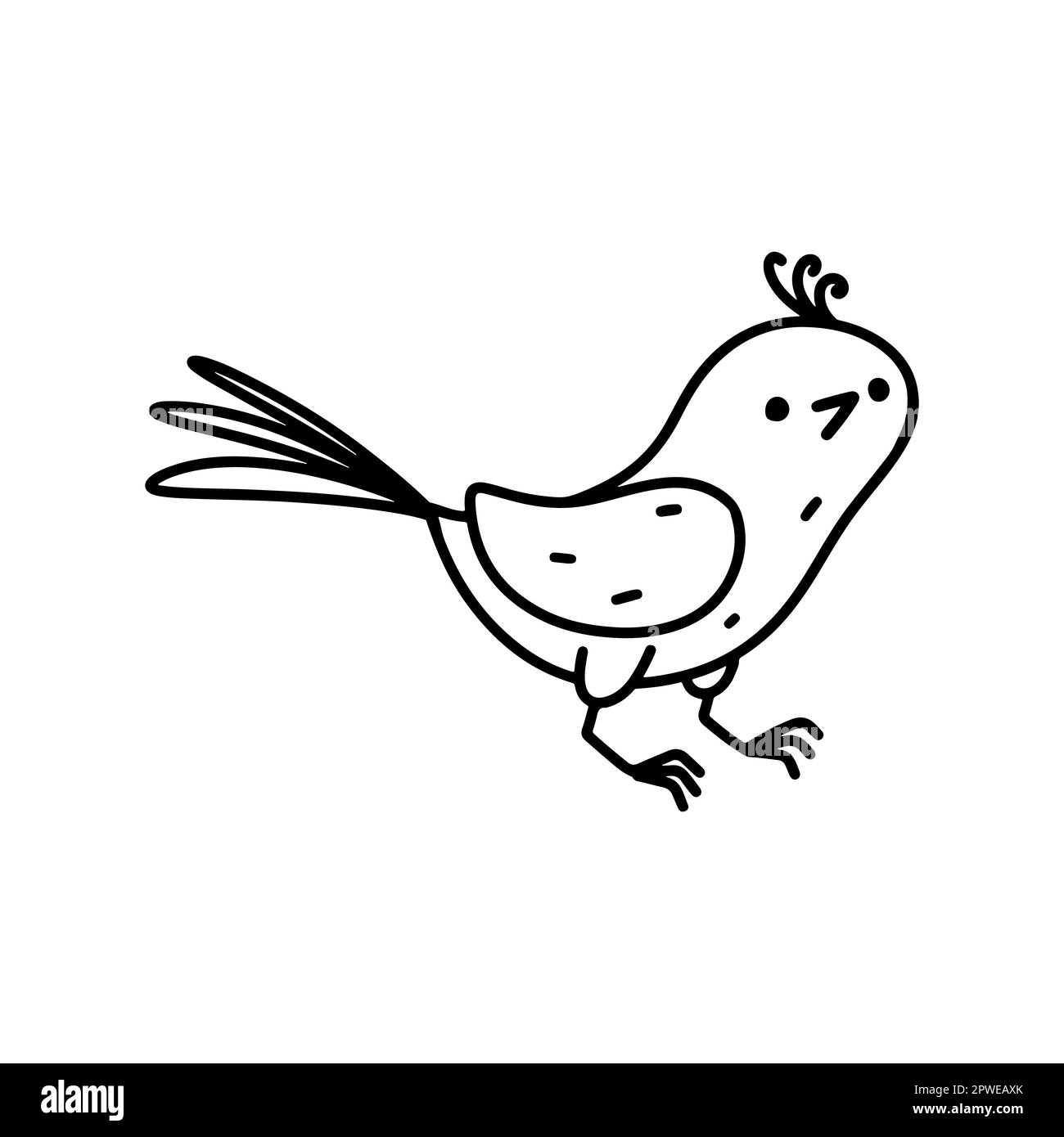 Funny bird in hand drawn doodle style. Vector illustration isolated on ...