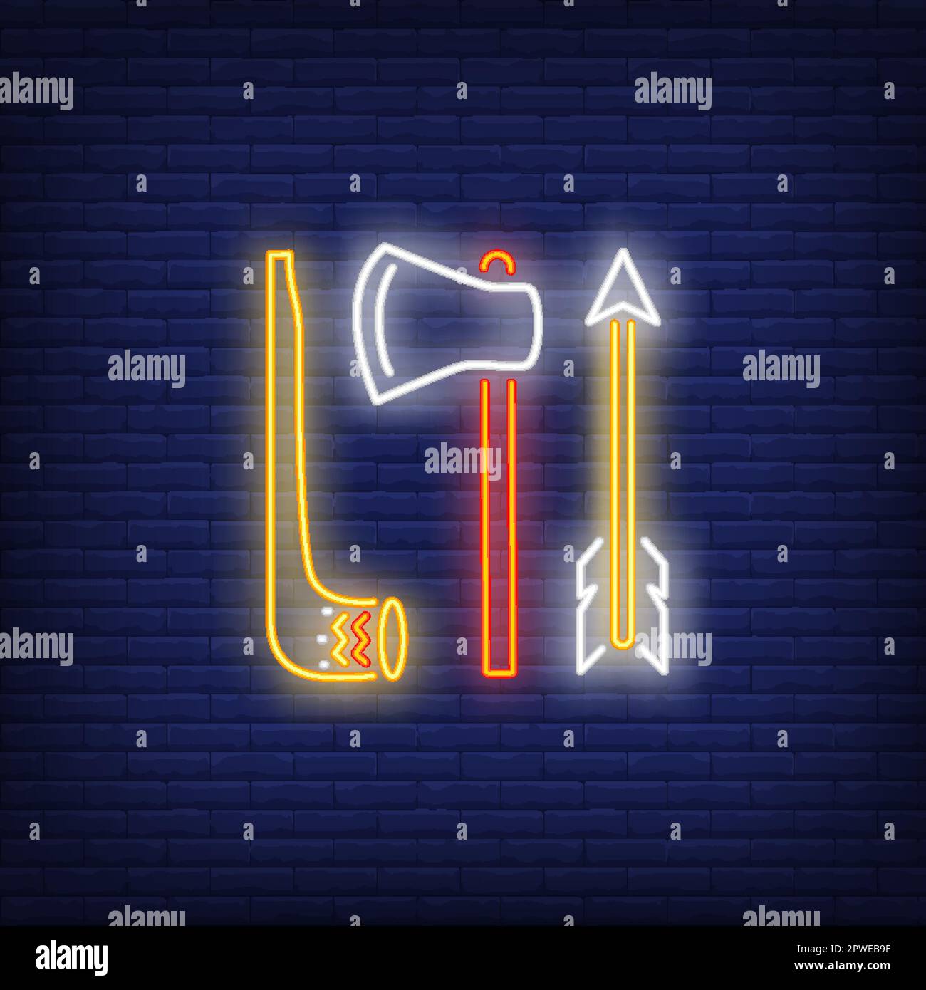 Pipe, tomahawk and arrow neon sign Stock Vector Image & Art - Alamy