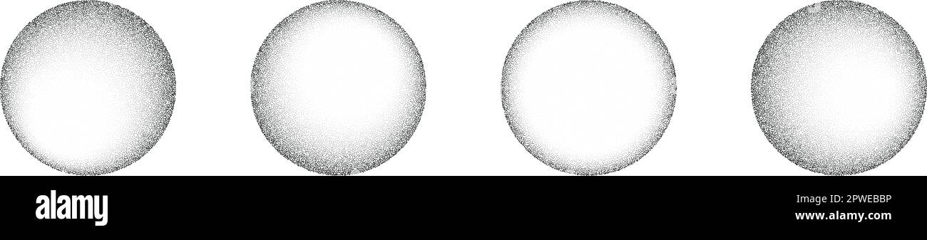 Circles with noise texture set. Stipple shadows .Grain gradient in ...