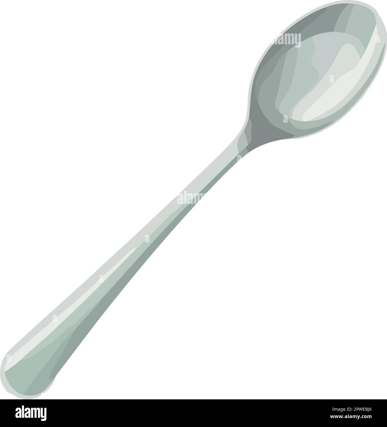 Shiny metal spoon reflects clean white background Stock Vector Image ...