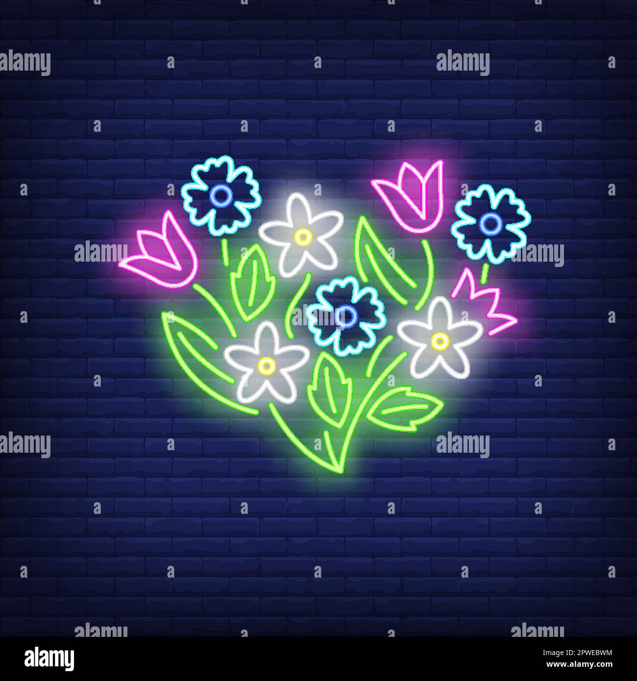 Flower emblem neon sign Stock Vector Image & Art - Alamy