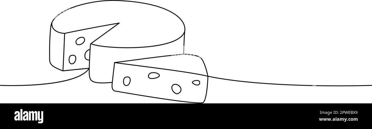 Cheese one line continuous drawing. Cheese products continuous one line ...