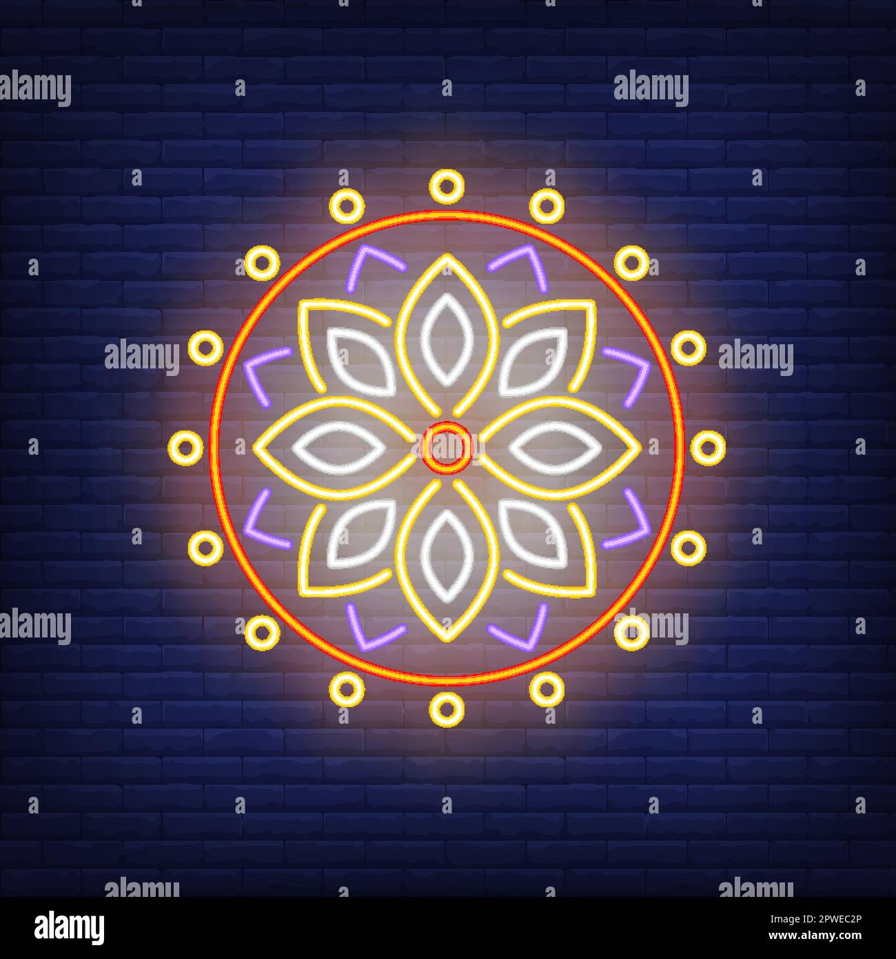 Circular mandala ornament neon sign Stock Vector Image & Art - Alamy