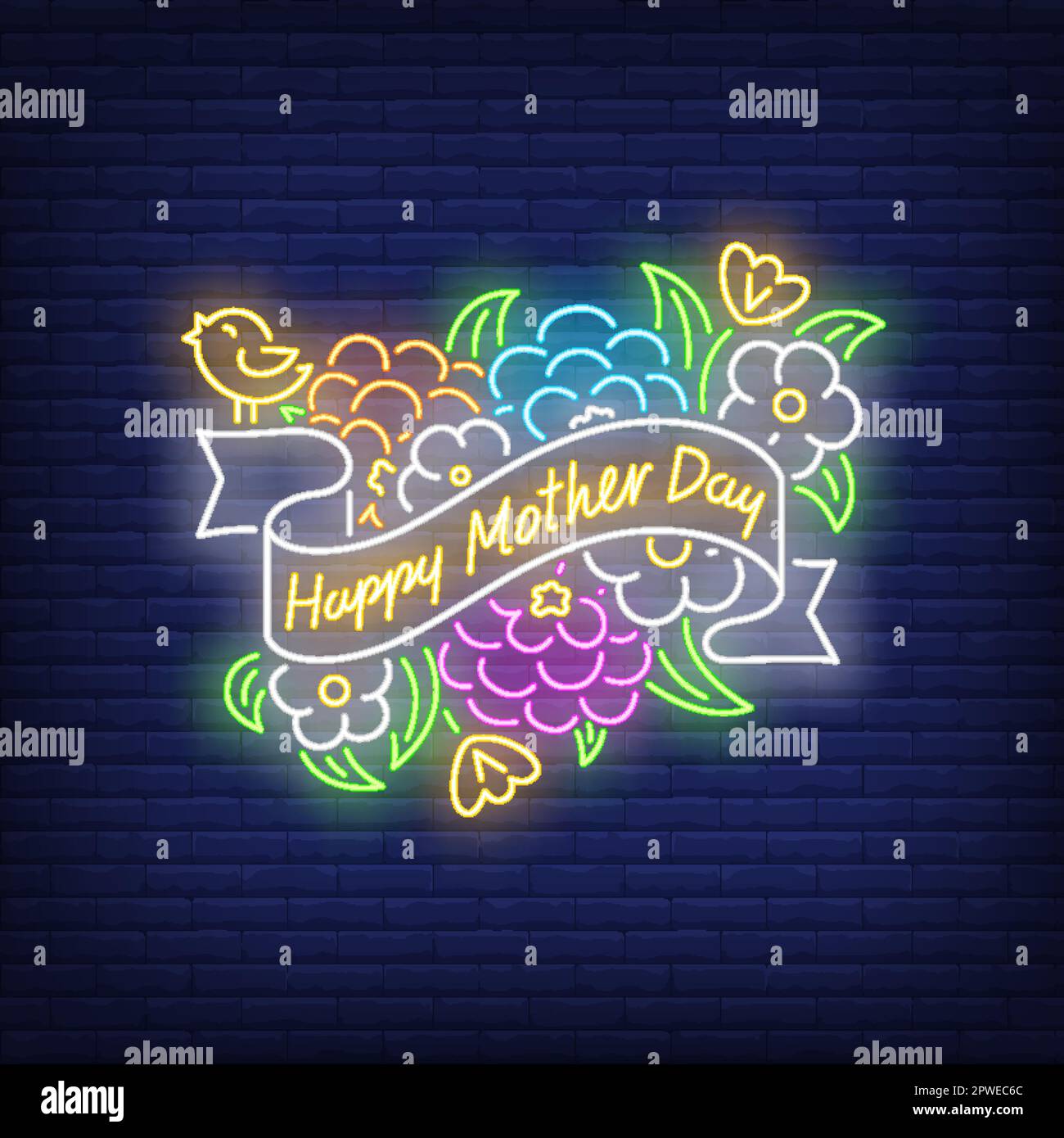 Illuminated lettering with floral Stock Vector Images - Alamy