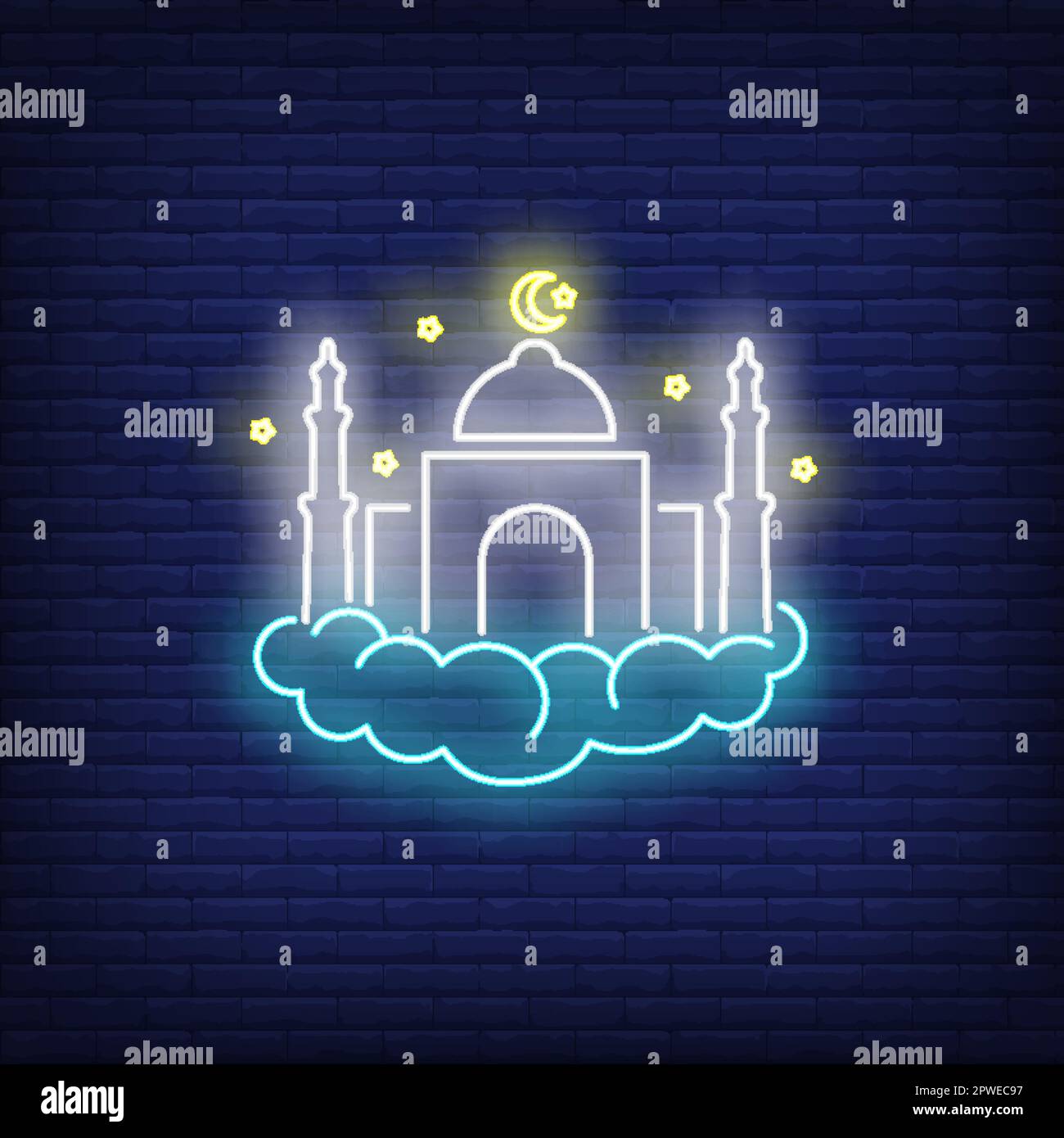 Mosque on cloud neon sign Stock Vector Image & Art - Alamy