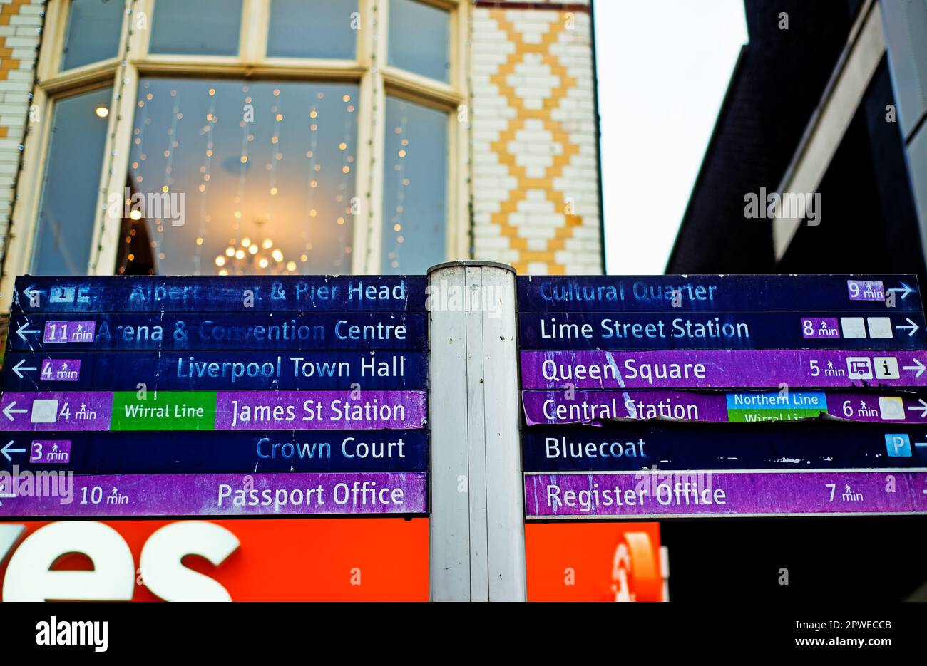 Tourist Direction signs, Liverpool, Merseyside, England Stock Photo - Alamy