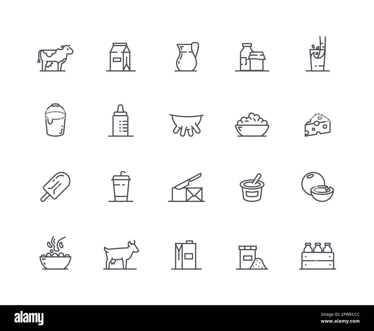 Milk icons outline set Stock Vector Image & Art - Alamy