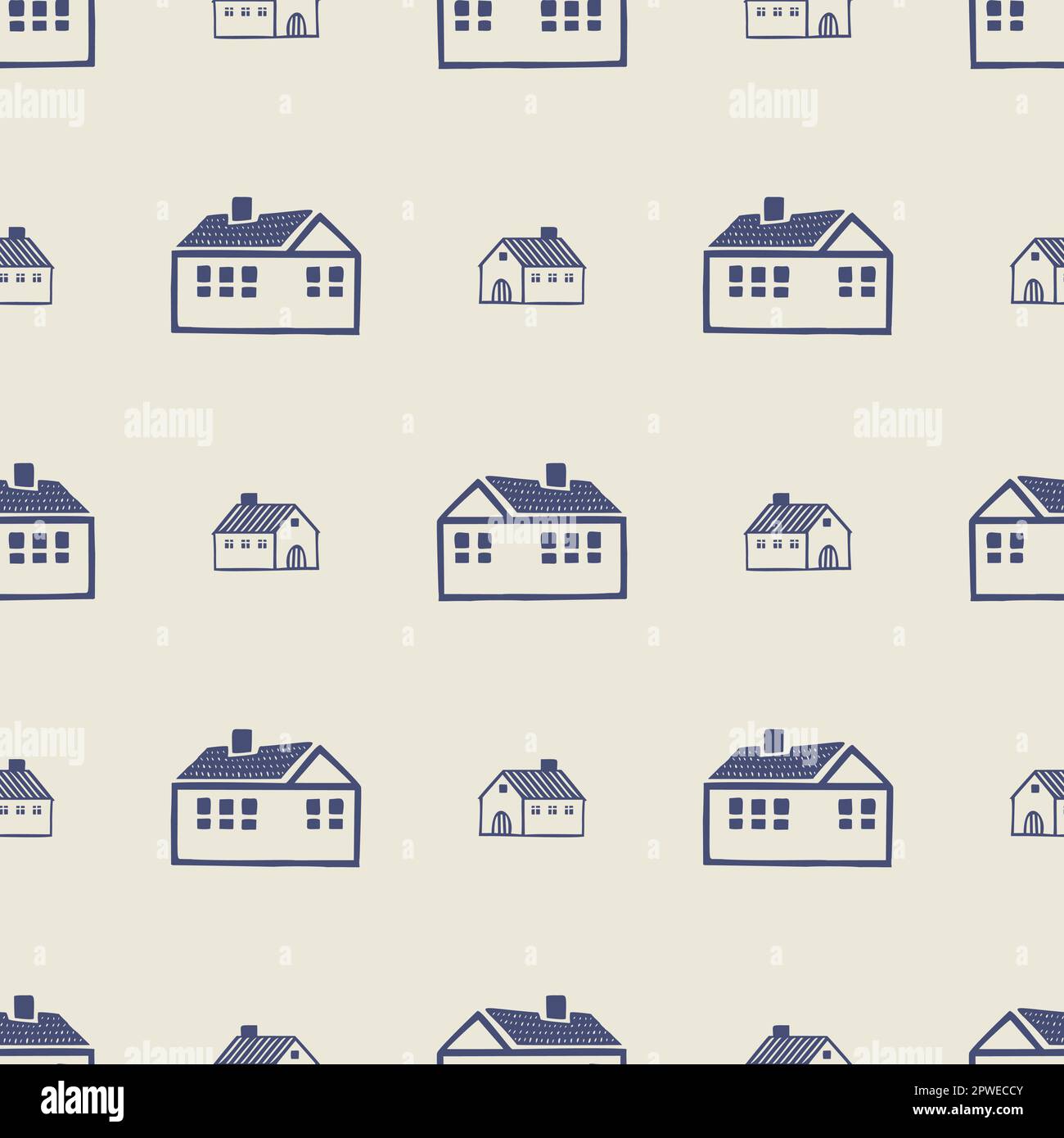 Masculine block print house vector pattern. Seamless sketchy city ...