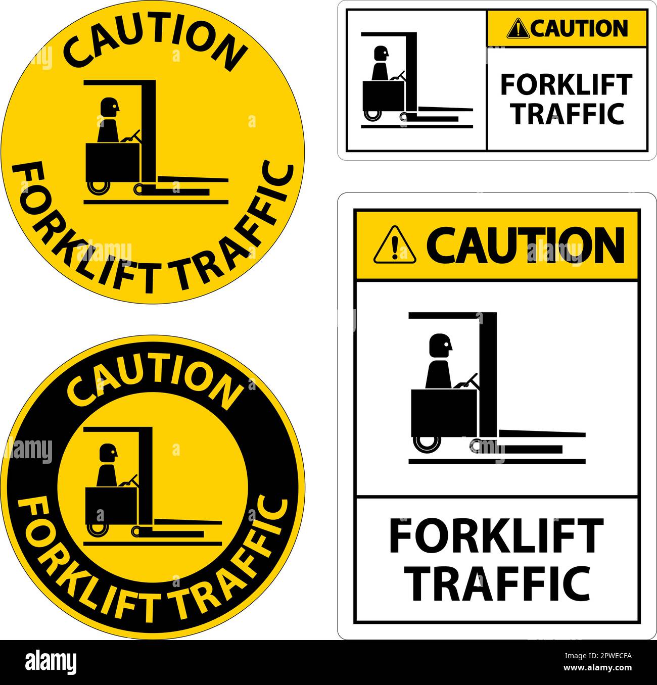 Caution Forklift traffic Floor Sign On White Background Stock Vector ...