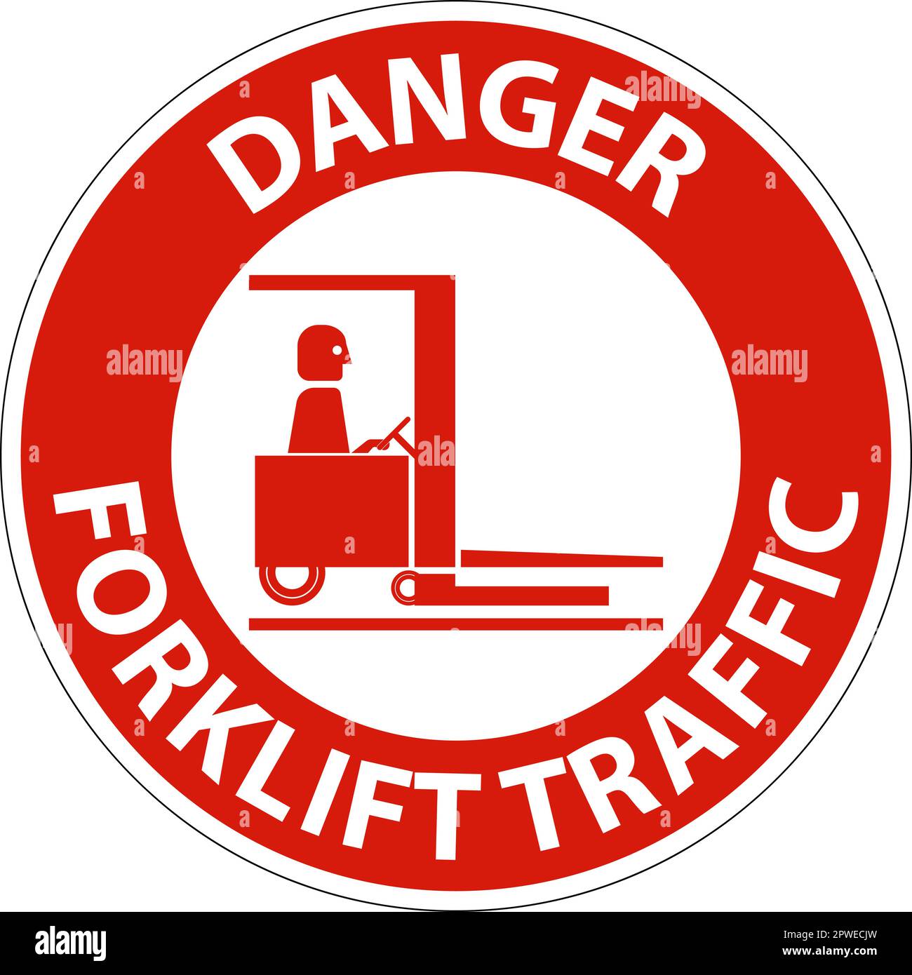 Danger Forklift traffic Floor Sign On White Background Stock Vector ...
