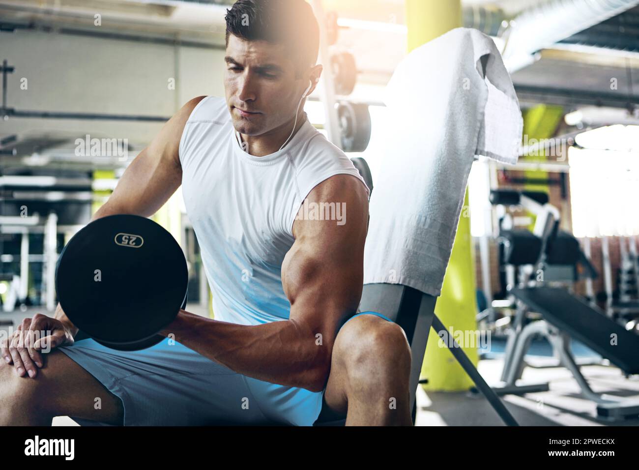 Man having strength workout in hi-res stock photography and images - Alamy