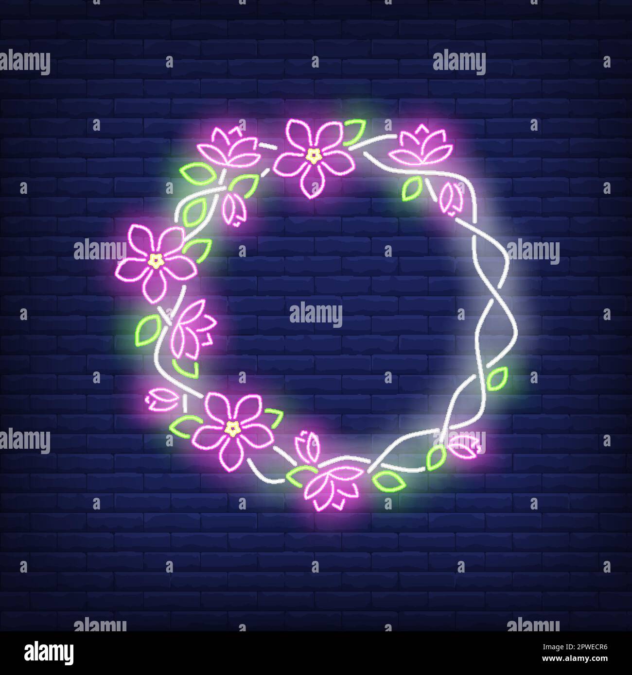 Floral round frame neon sign Stock Vector Image & Art - Alamy