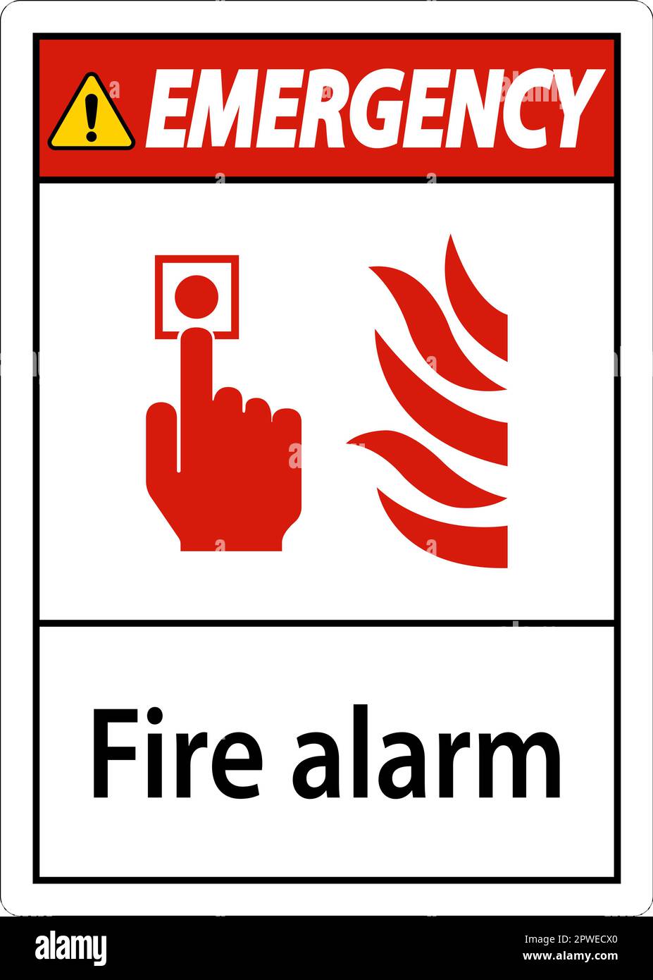 Emergency Fire Alarm Sign On White Background Stock Vector Image & Art ...