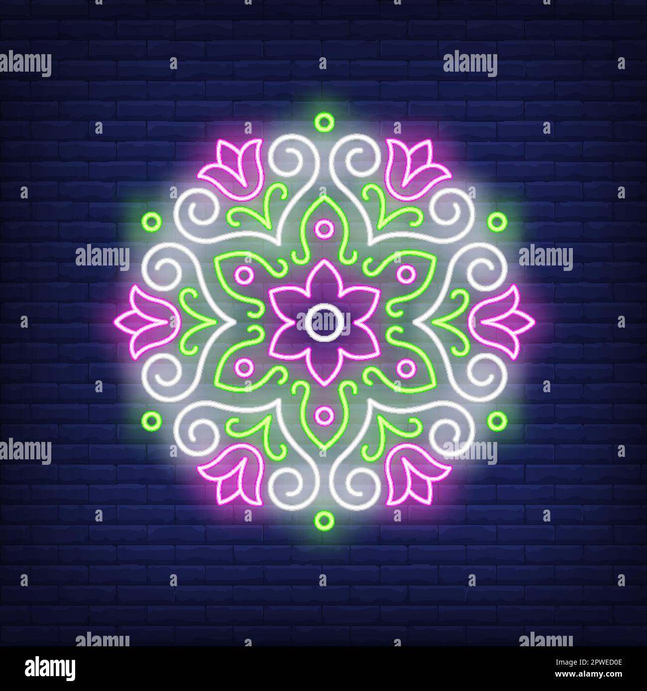 Beautiful round floral mandala neon sign Stock Vector Image & Art - Alamy