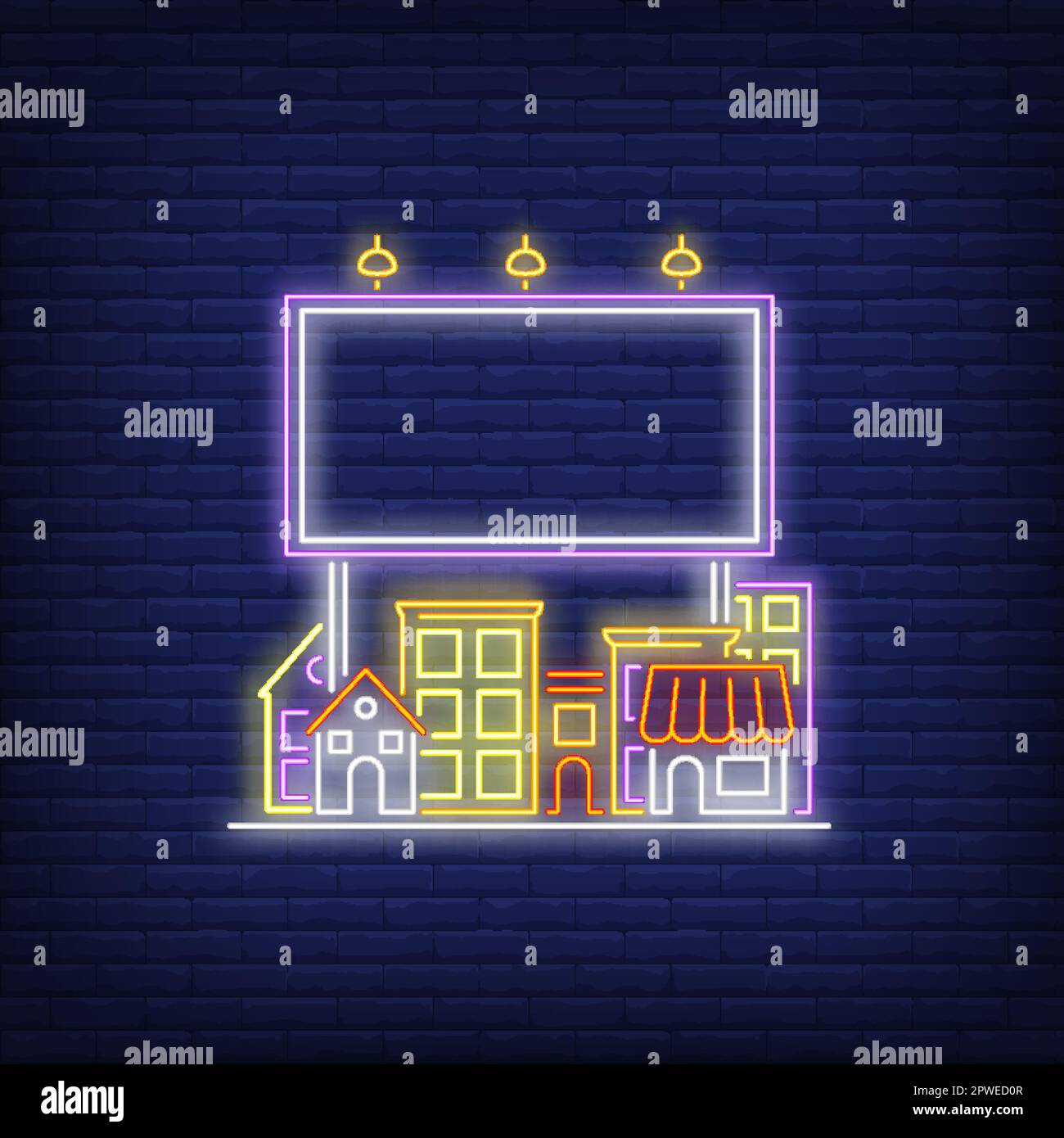 Colorful town billboard neon sign Stock Vector Image & Art - Alamy