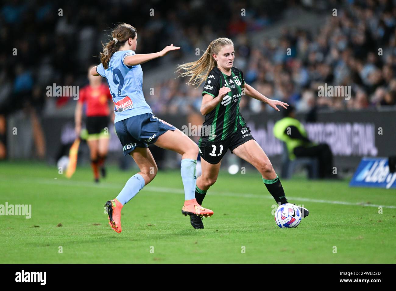 Sydney, Australia. 30th Apr, 2023. Madison Haley (L) of Sydney FC and ...