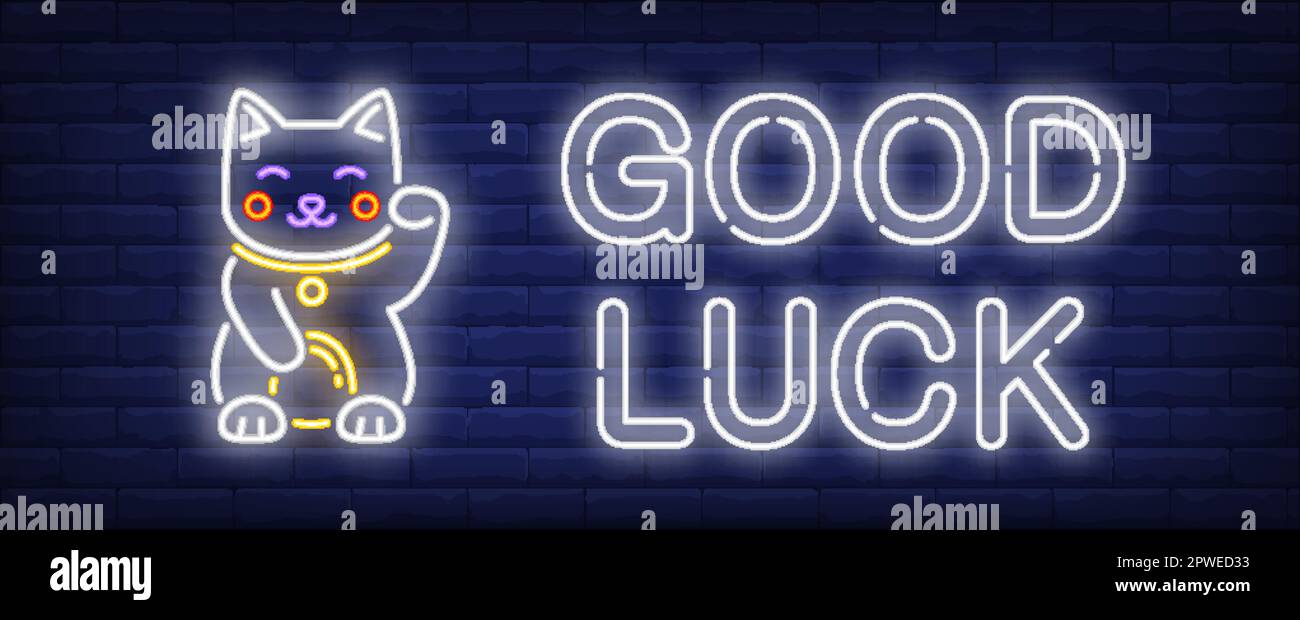 Good luck neon sign. Maneki neko Stock Vector Image & Art - Alamy