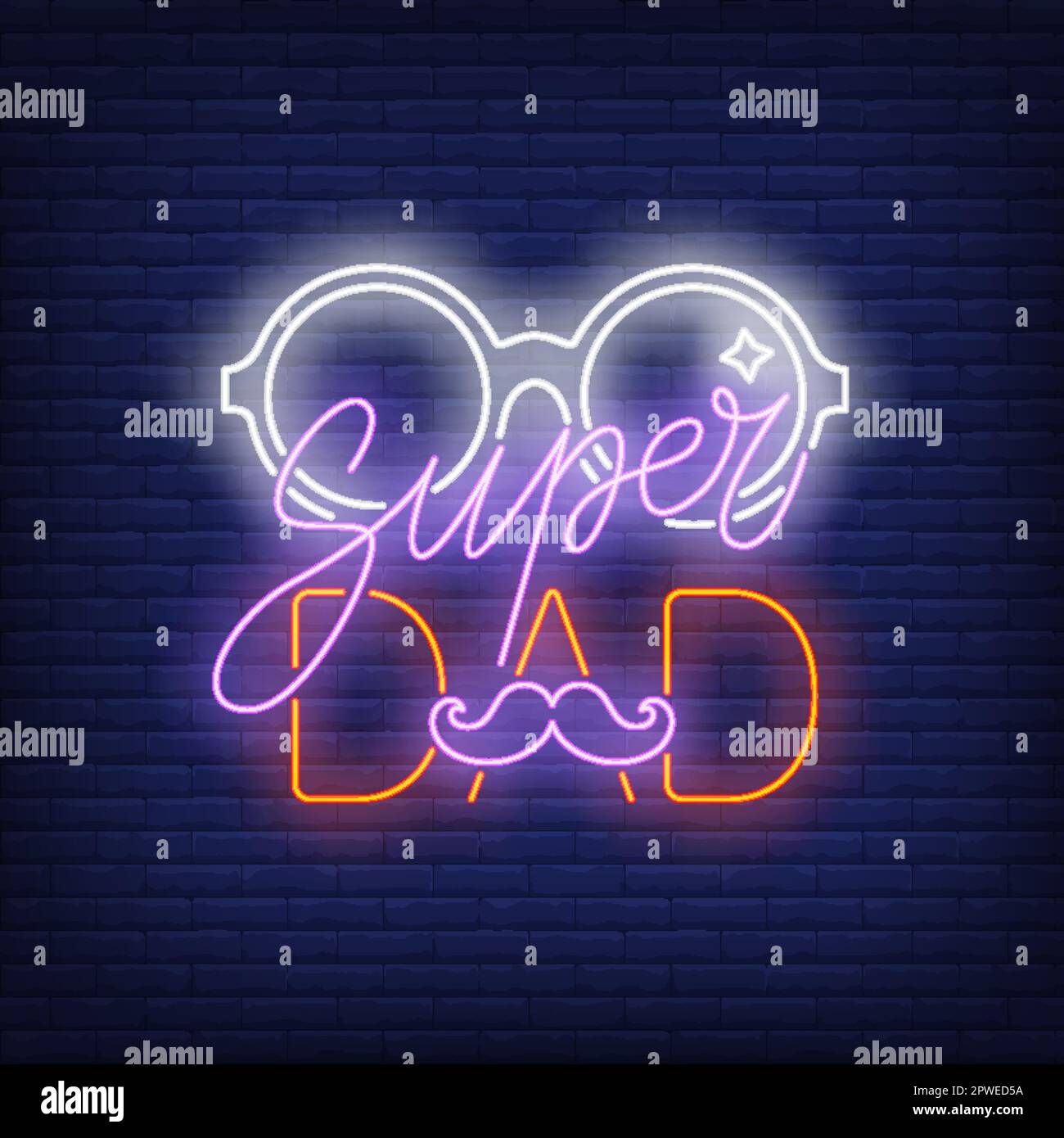 Super Dad neon text with glasses and moustache Stock Vector Image & Art ...
