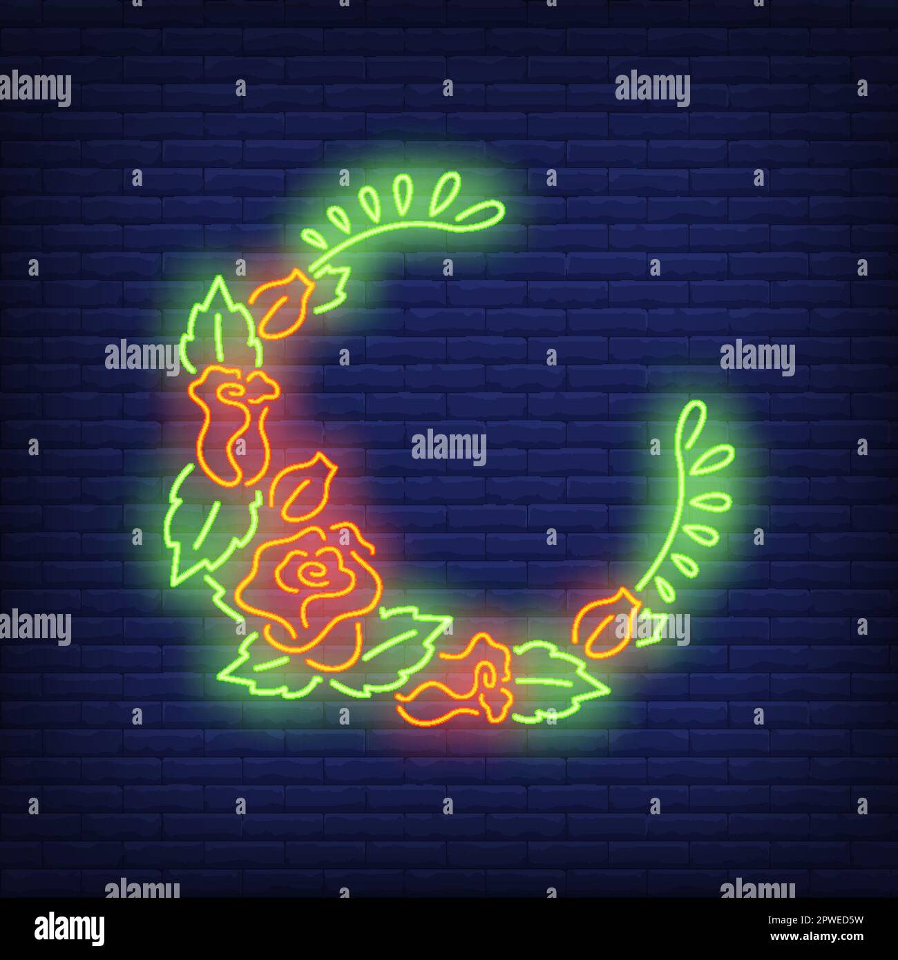 Half-round floral wreath neon sign Stock Vector Image & Art - Alamy