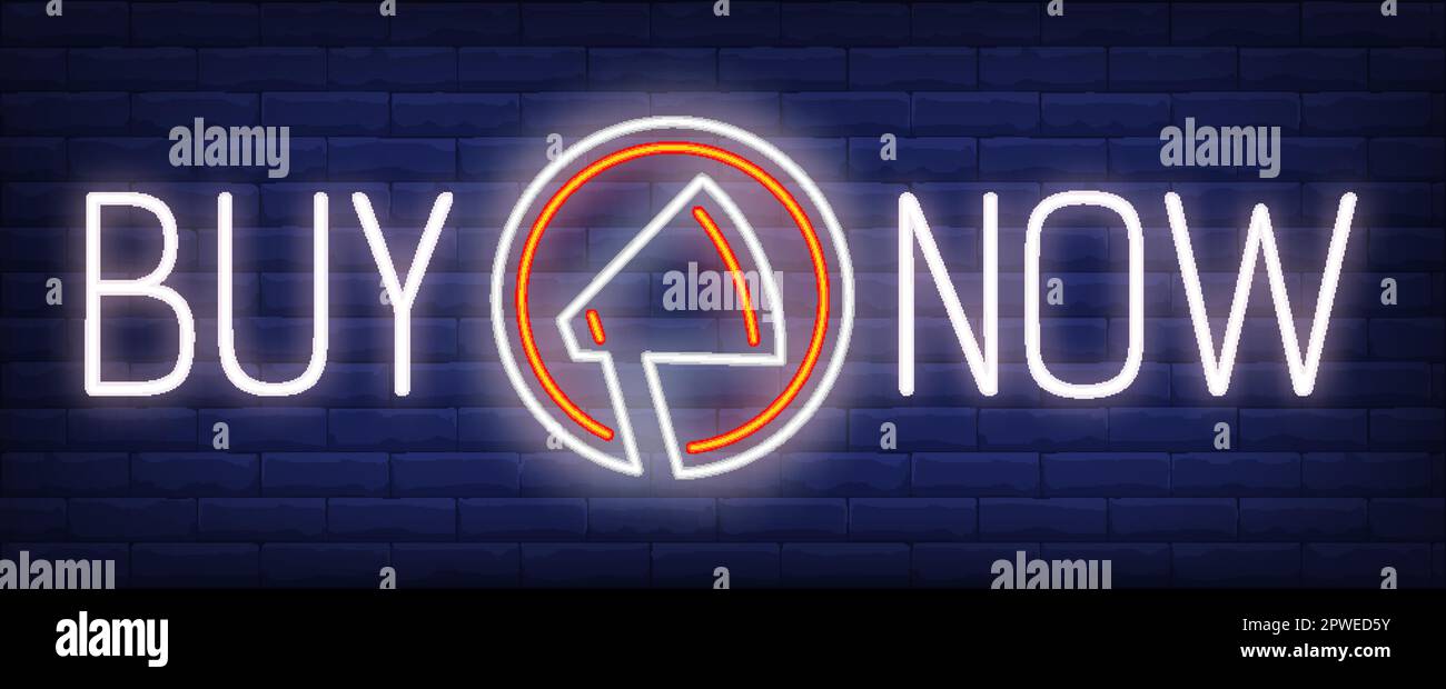 Buy now neon text with megaphone sign Stock Vector Image & Art - Alamy