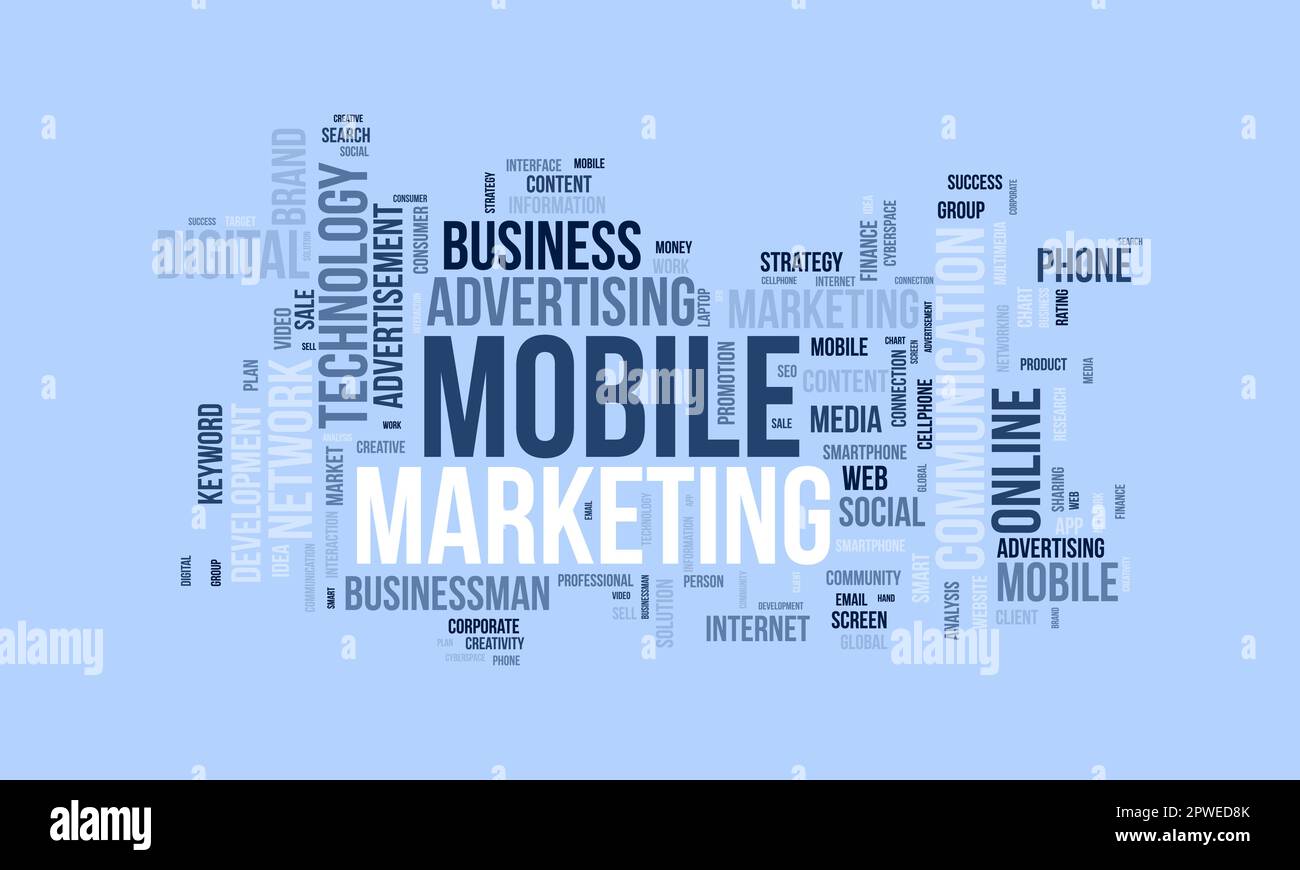 Word cloud background concept for Mobile Marketing. Media advertisement ...
