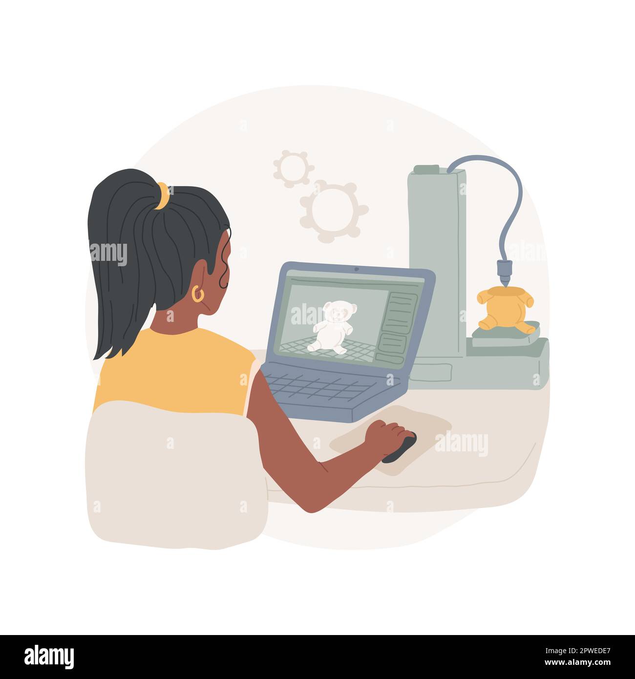 3D printing isolated cartoon vector illustration. Teen learning new ...