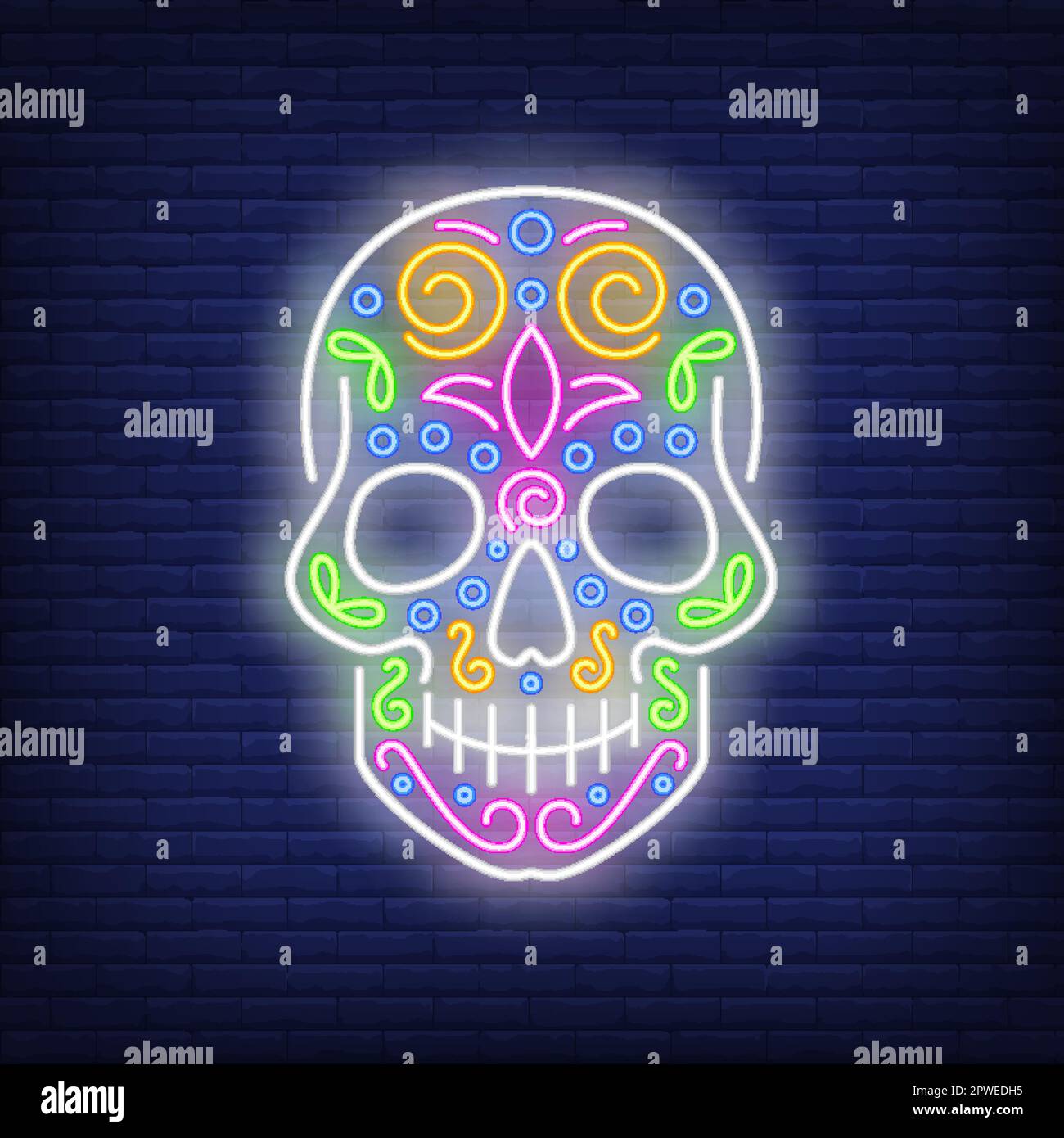 Sugar skull neon sign Stock Vector Image & Art - Alamy