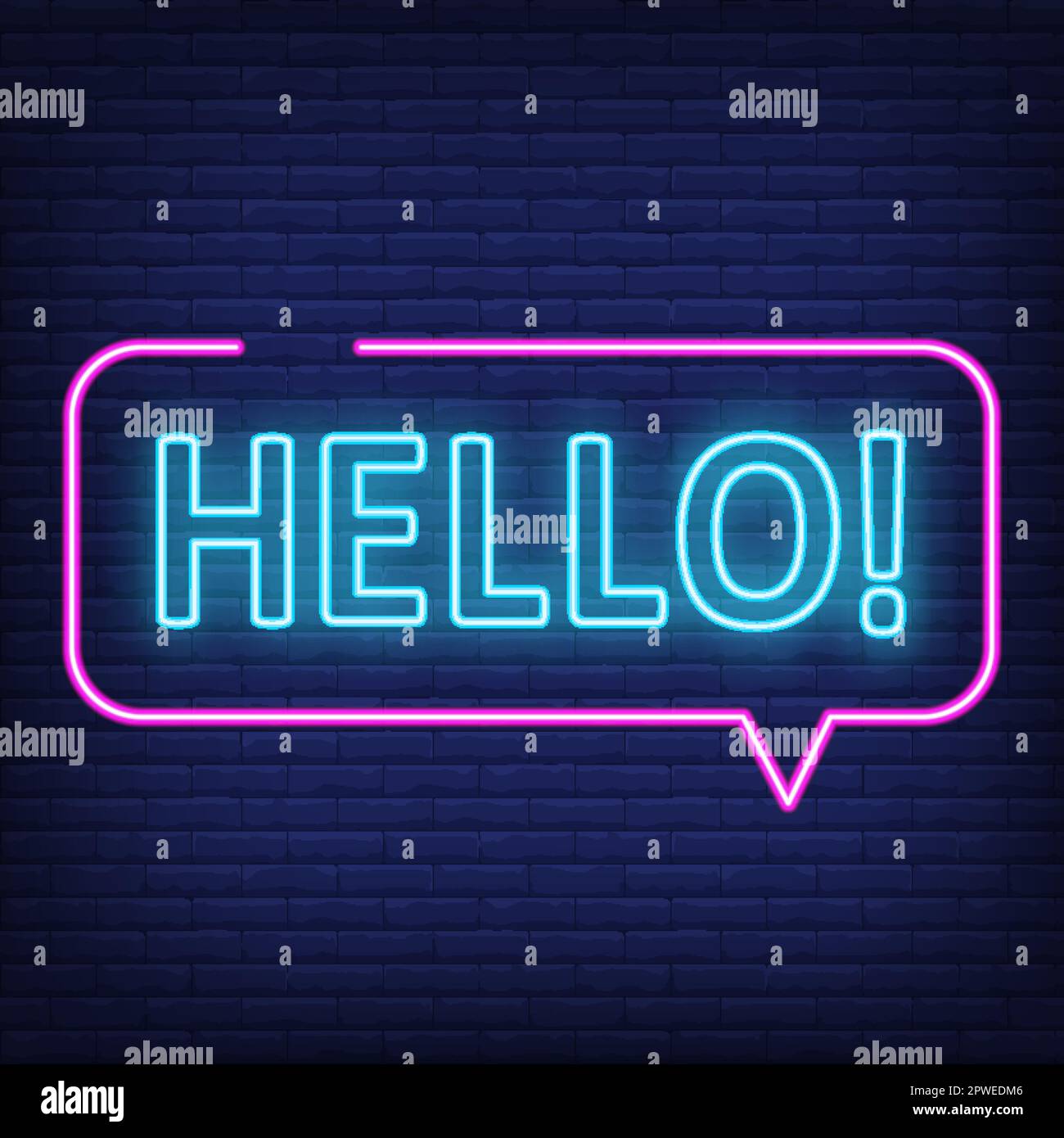 Hello neon sign. Speech bubble with text Stock Vector Image & Art - Alamy