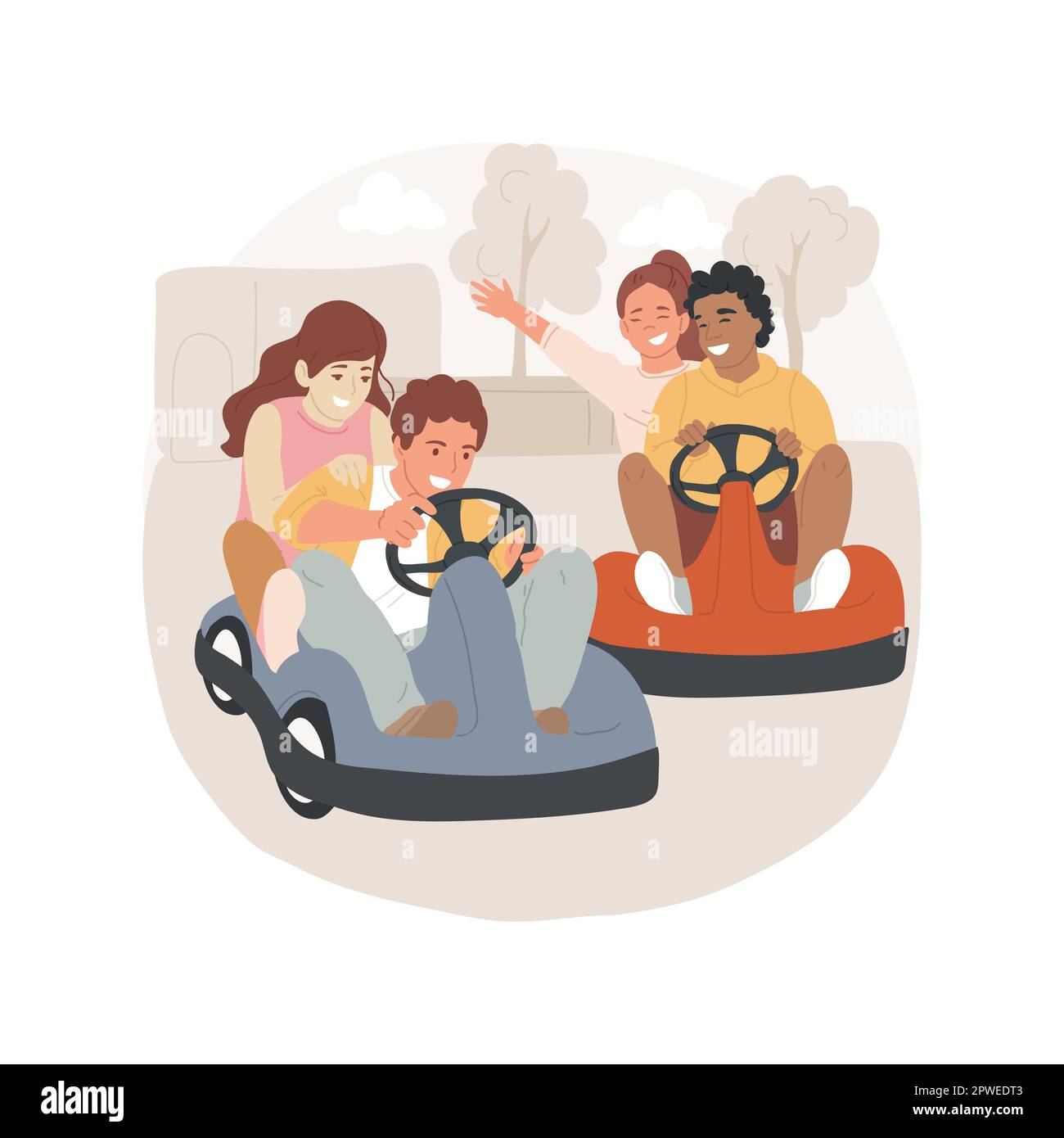 Kart racing isolated cartoon vector illustration. Leisure time, hanging ...