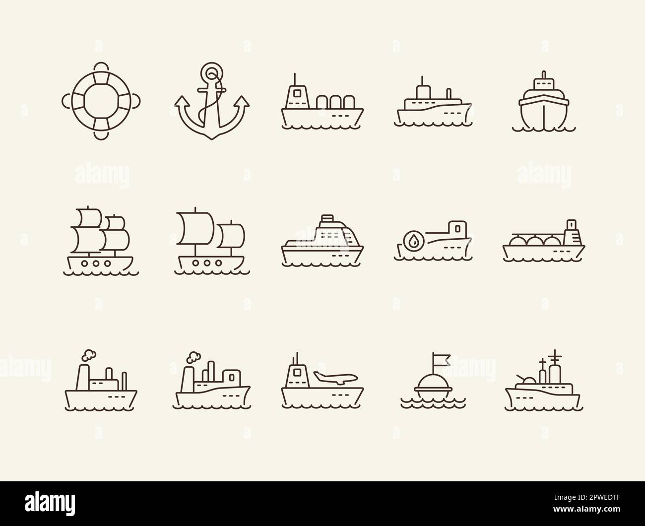 Ships line icon set Stock Vector Image & Art - Alamy