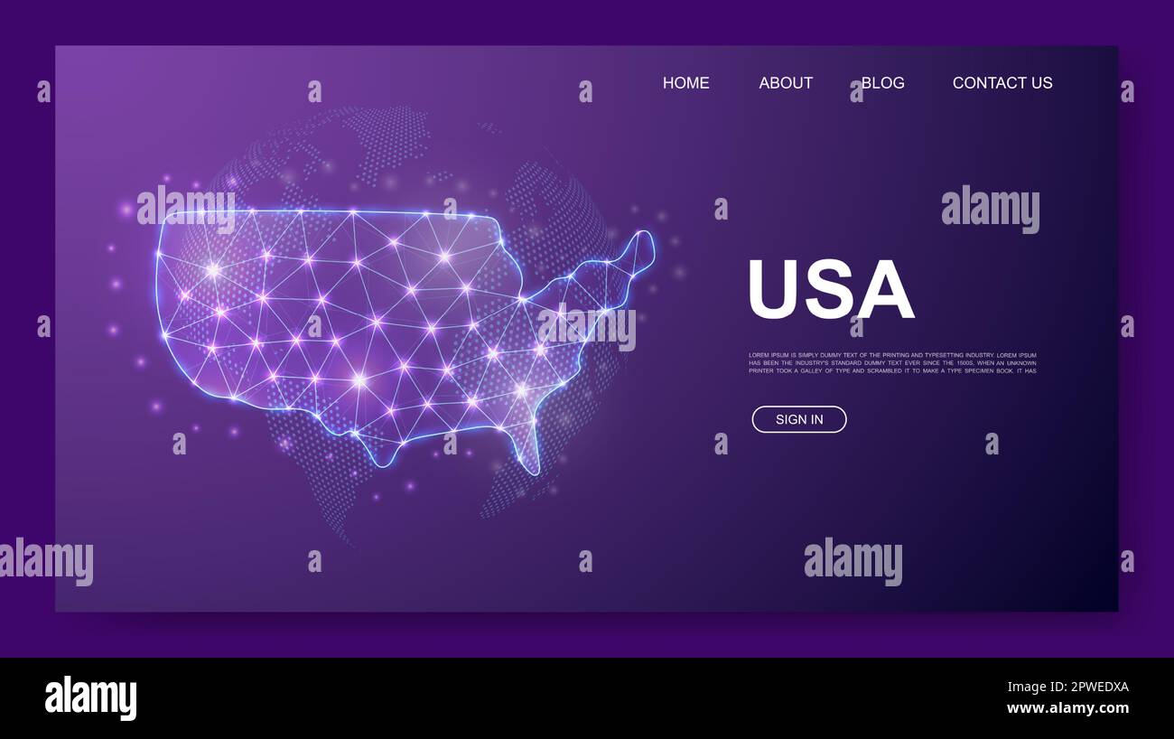 USA 3d low poly website template. United States of America design ...